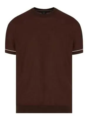 Hugo Boss Short-sleeved Knitted Shirt - Brown
