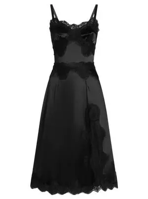 Dolce & Gabbana Lace-embellished Satin Dress - Black