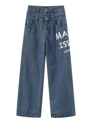 MARISSA CHIARA Marissa Chiara Wide Leg Jeans With Logo Detail