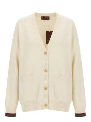 GUCCI Gucci V-Neck Cardigan With Button Fastening And Ribbed Cuffs