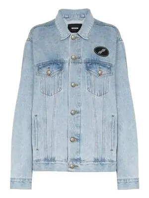 We11Done Logo Patch Denim Jacket - Blue