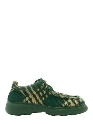 Burberry Eklid" Check-printed Lace-up Derby Shoes - Green