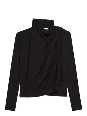 Helmut Lang Long Sleeve Scarf Detail Top - Black