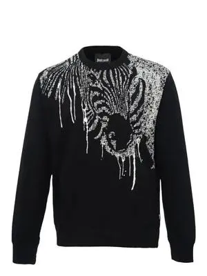 Just Cavalli Graphic Print Crewneck Sweatshirt - Black