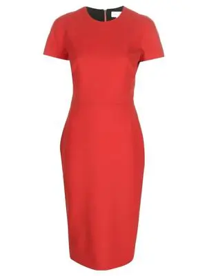 Victoria Beckham Victoria Beckham Back Zip Sheath Dress Red