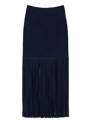 TWINSET High-waist Fringed Maxi Skirt - Black
