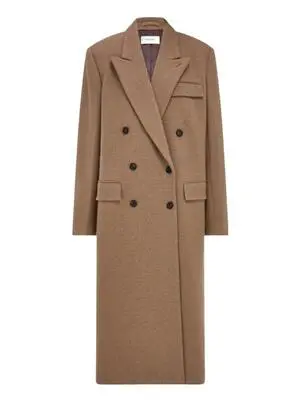 FERRAGAMO Long Sleeved Double-breasted Coat - Mixed Sand Color