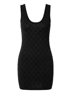 Gucci Gg Embellished Embroidered Dress - Black