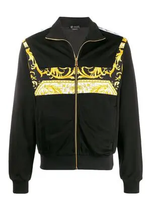 Versace Barocco Logo Print Track Jacket - Black