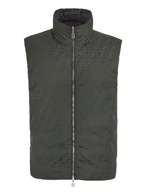 Fendi Ff Jacquard Reversible Puffer Gilet - Green