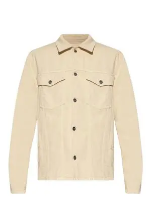 Off-White Motif Embroidered Buttoned Denim Jacket - Nude
