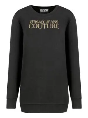Versace Logo Embellished Crew Neck Sweater - Black