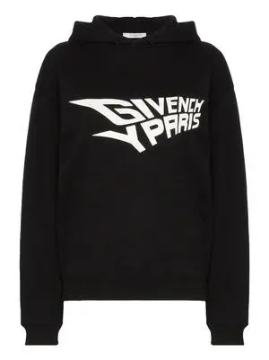 Givenchy Logo Printed Hooded Sweater - Black
