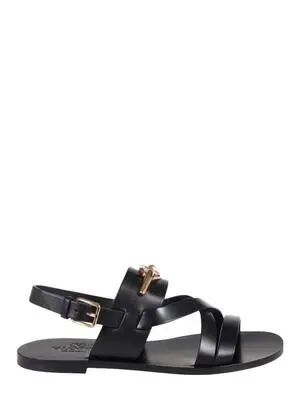 Valentino Garavani Logo Plaque Open Toe Sandals - Black