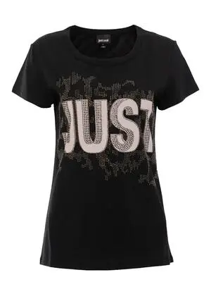 Just Cavalli Short Sleeve T-shirt With Embellished Logo - Black