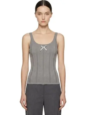 MARISSA CHIARA Knitted Camisole Vest With Bow Detail - Grey