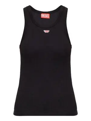DIESEL® Ribbed Cotton Logo Vest - Black