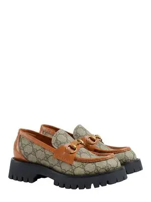 Gucci Horsebit Detail Monogram Loafers - Green