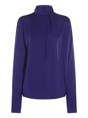 TOM FORD Long Sleeved Satin Blouse - Clematis Blue