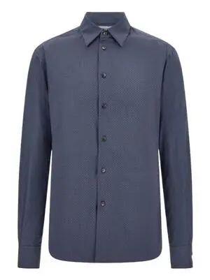 FERRAGAMO Micro-patterned Shirt - Graphite/matte Surface