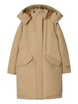 Burberry Down-filled Coat With Detachable Hood - Camel
