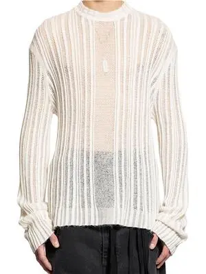 ANN DEMEULEMEESTER Long Sleeve Knit Sweater - Natural White