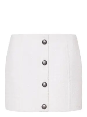 Alessandra Rich Checked Tweed Button-detailed Mini Skirt - White