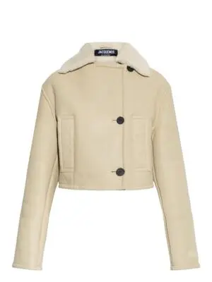 Jacquemus Double-breasted Shearling Coat - Cream