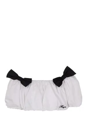 MSGM Bow-detail Cropped Top - White