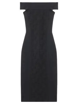 Alexander McQueen Off-the-shoulder Floral Jacquard Pencil Dress - Black