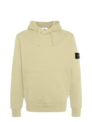Stone Island Logo Patch Drawstring Hoodie - Flaxen