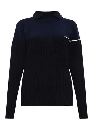 Victoria Beckham Chain Stitch Detail Wool Jumper - Black
