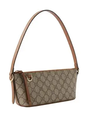 Gucci Gg Emblem Small Shoulder Bag - Beige And Dark Brown