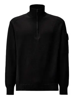 C.P. COMPANY Half-zip Merino Wool Pullover With Pocket Detail - Black