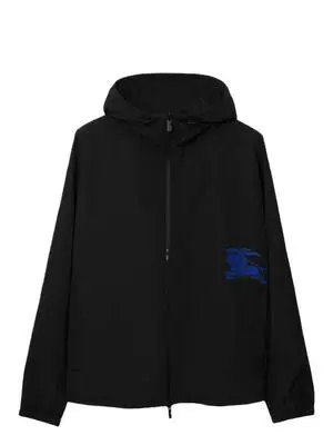 Burberry Equestrian Knight Motif Zipped Hooded Jacket - Black