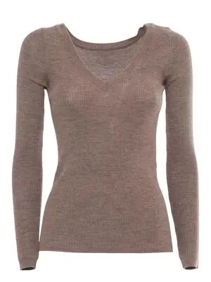 P.A.R.O.S.H P.A.R.O.S.H. V-Neck Ribbed Knit Sweater