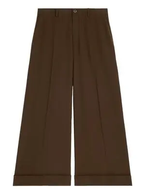 Celine Docks Trousers In Stretch Wool Gabardine - Kaki Marron