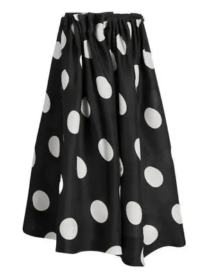 Khaite Riley Polka Dot Pleated Midi Skirt - Black