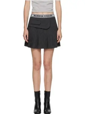 Marissa Chiara Pleated Skirt With Logo Waistband - Black