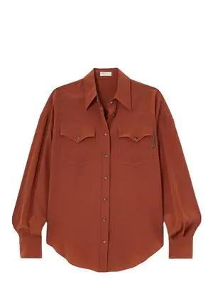 Brunello Cucinelli Long-sleeve Silk Blouse - Red