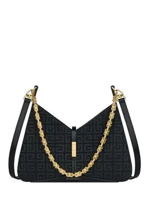 Givenchy Logo Embroidered Cut Out Small Shoulder Bag - Black
