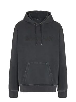Balmain Vintage Logo Embroidered Hoodie - Grey