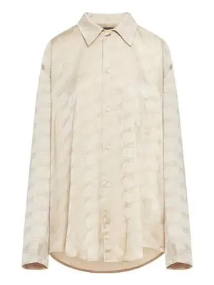 Balenciaga Logo Monogram Collared Long-sleeve Shirt - White
