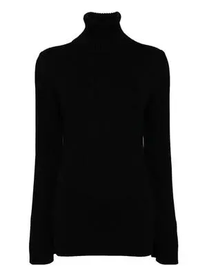 Junya Watanabe Long-sleeved Ribbed Turtleneck Top - Black