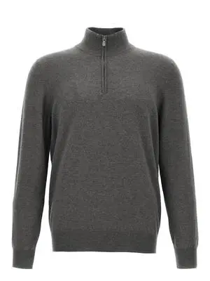 Brunello Cucinelli Funnel-neck Knitted Polo Shirt - Black