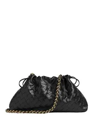 Bottega Veneta Intrecciato Drawstring Shoulder Bag - Black