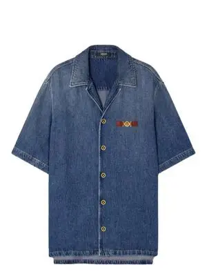 Versace Short-sleeved Denim Shirt - Blue