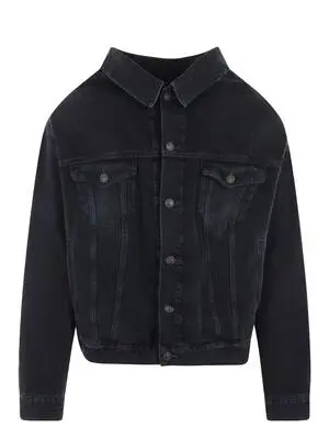 Balenciaga Faded Denim Jacket - Black
