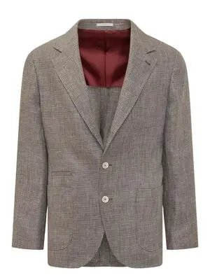 Brunello Cucinelli Brunello Cucinelli Checked Single-Breasted Blazer Gray