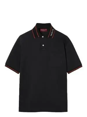 Gucci Gucci Logo Detailed Polo Shirt Black